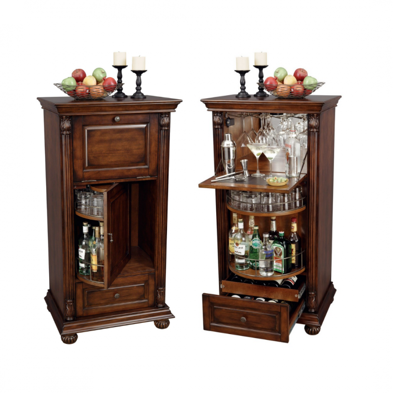 Chivas Corner Pull Out Bar Cabinet – Cherry